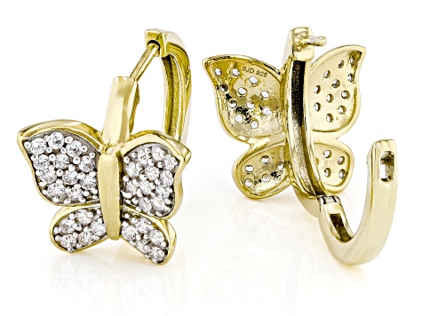 White Cubic Zirconia 18k Yellow Gold Over Sterling Silver Butterfly ...