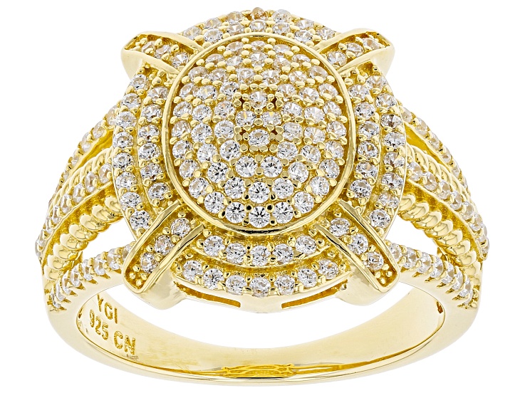 White Cubic Zirconia 18K Yellow Gold Over Sterling Silver Ring 1.53ctw ...