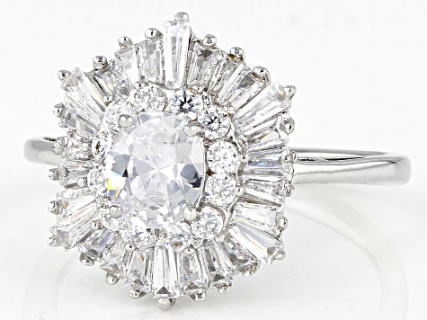 White Cubic Zirconia Rhodium Over Sterling Silver Ring 3.50ctw ...