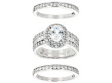 White Cubic Zirconia Rhodium Over Sterling Silver Ring Set 4.70ctw ...