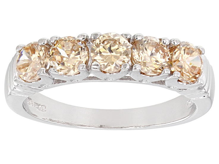 Champagne Cubic Zirconia Rhodium Over Sterling Silver Ring 2.00ctw ...