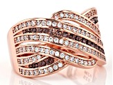 Brown And White Cubic Zirconia 18K Rose Gold Over Sterling Silver Ring ...