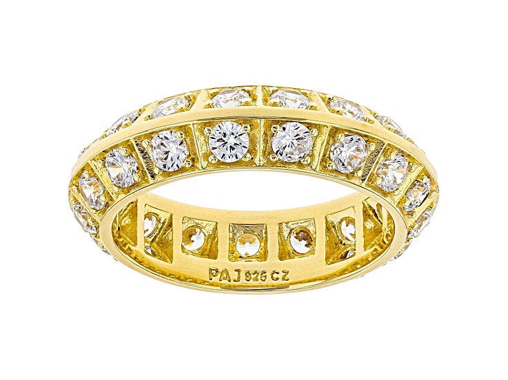 White Cubic Zirconia 18k Yellow Gold Over Sterling Silver Eternity Band Ring 3.51ctw - BLV267B | JTV