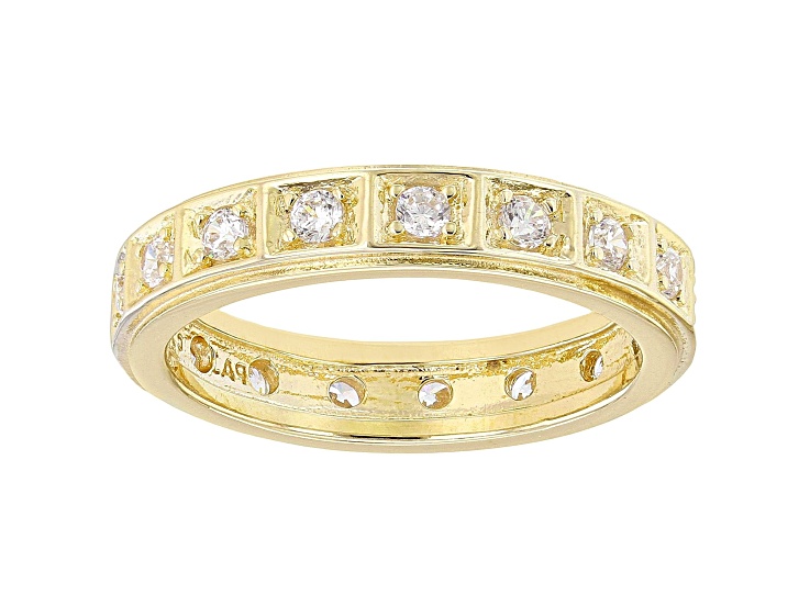 White Cubic Zirconia 18k Yellow Gold Over Sterling Silver Eternity Band Ring 0.99ctw - BLV415B | JTV
