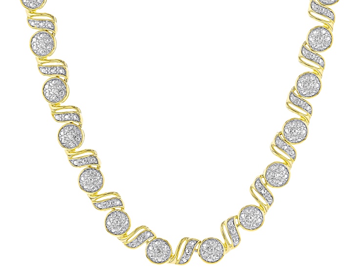 White Diamond Accent 14k Yellow Gold Over Bronze Tennis Necklace BRD387 JTV