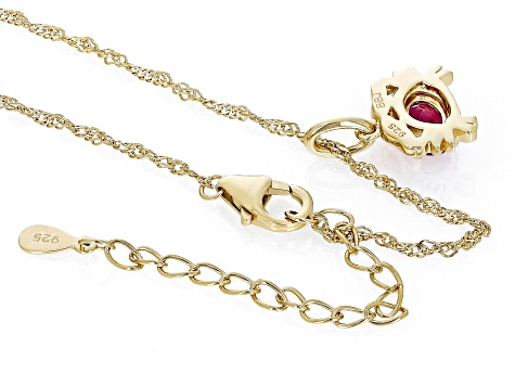 Red Lab Created Ruby 18k Yellow Gold Over Silver Cancer Pendant With ...