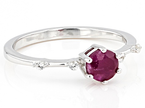 Red Ruby With White Zircon Rhodium Over Sterling Silver July Birthstone ...
