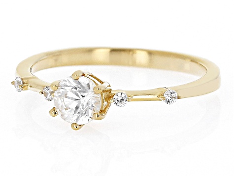 White Zircon 18k Yellow Gold Over Sterling Silver April Birthstone Ring ...