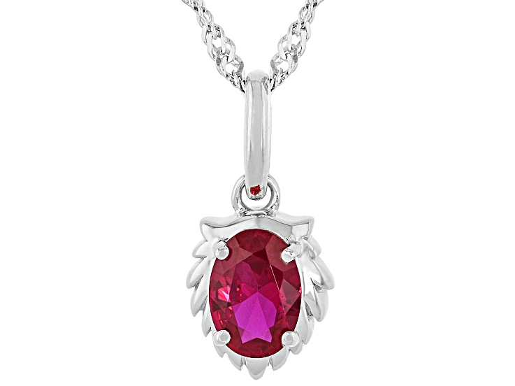 Red Lab Created Ruby Rhodium Over Sterling Silver Leo Birthstone ...