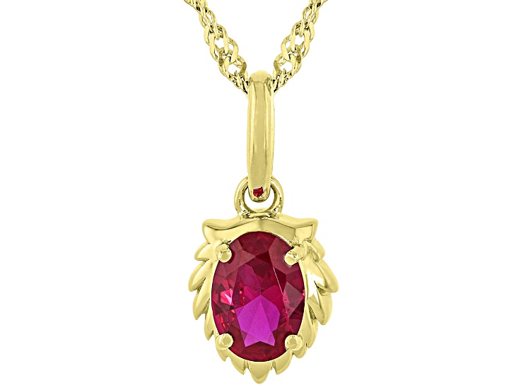 Red Lab Created Ruby 18k Yellow Gold Over Sterling Silver Leo ...