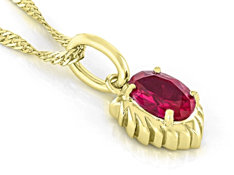 Red Lab Created Ruby 18k Yellow Gold Over Sterling Silver Leo ...