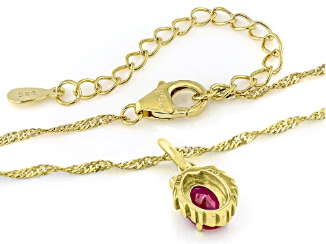 Red Lab Created Ruby 18k Yellow Gold Over Sterling Silver Leo ...