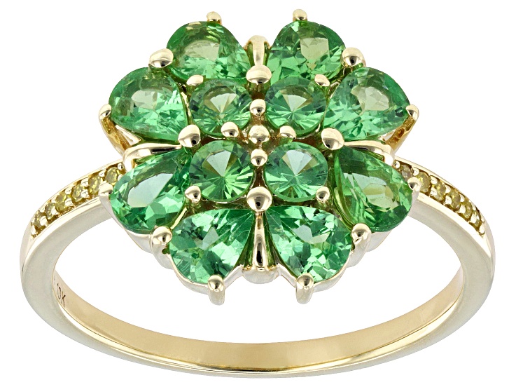 Tsavorite With Yellow Diamond 10k Yellow Gold Ring 1.37ctw - CGD023 | JTV