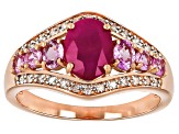 John Saul Ruby With Pink Sapphire And White Diamond 10k Rose gold Ring ...