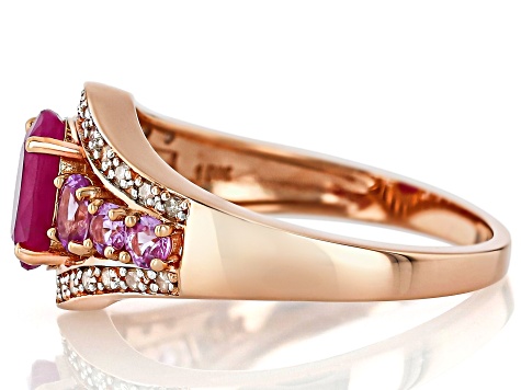 John Saul Ruby With Pink Sapphire And White Diamond 10k Rose gold Ring ...