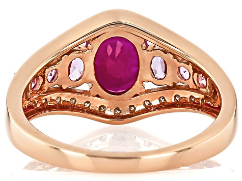 John Saul Ruby With Pink Sapphire And White Diamond 10k Rose gold Ring ...
