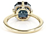 Blue Lab Created Alexandrite with White Diamond 10k Yellow Gold Ring 4 ...