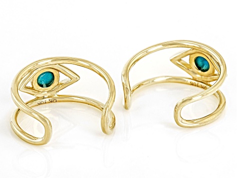 Blue Sleeping Beauty Turquoise 10k Yellow Gold Ear Cuffs - CLG090 | JTV