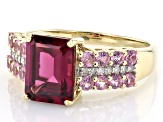 Grape Color Garnet With Pink Sapphire and White Diamond 10k Yellow Gold ...