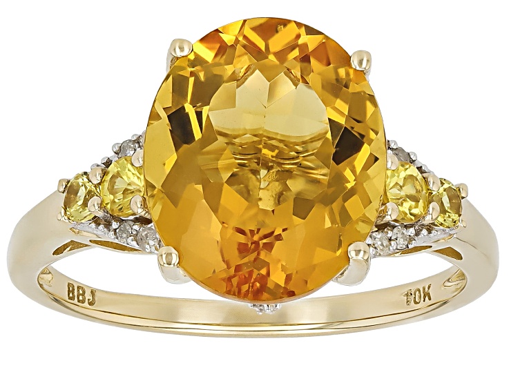 Yellow Beryl With Yellow Sapphire And White Diamond 10k Yellow Gold ...