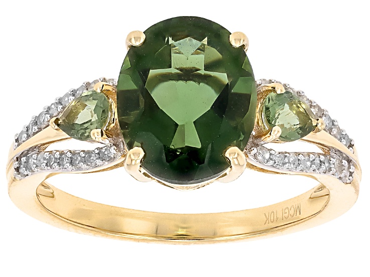 Moldavite With White Diamond 10k Yellow Gold Ring - CLG1023 | JTV