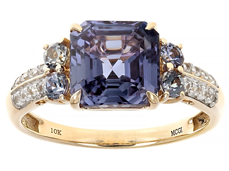 Color Change Lab Created Sapphire With White Lab Created Sapphire 10k ...