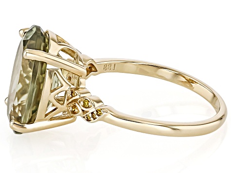 Green Turkish Diaspore With Yellow Diamond 10k Yellow Gold Ring 5.25ctw ...