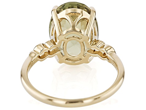 Green Turkish Diaspore With Yellow Diamond 10k Yellow Gold Ring 5.25ctw ...
