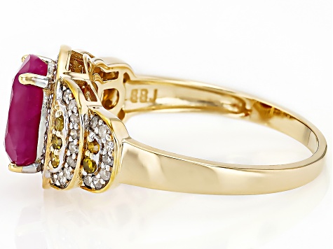 John Saul Ruby With Yellow And White Diamond 10k Yellow Gold Ring 2 ...