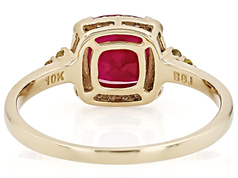 John Saul Ruby With Yellow And White Diamond 10k Yellow Gold Ring 1 ...