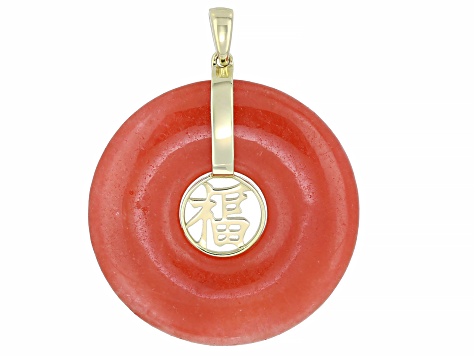 Dyed Red Jadeite 10k Yellow Gold Pendant - CLG1062 | JTV