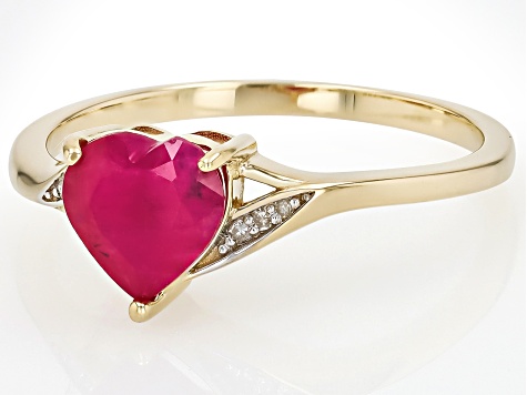 Red John Saul Ruby With White Diamond 10k Yellow Gold Ring 1.21ctw ...