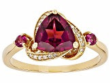 Purple Grape Color Garnet With White Diamond 10k Yellow Gold Ring 1 ...