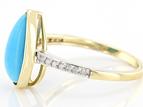 Blue Sleeping Beauty Turquoise 10k Yellow Gold Ring - CLG141 | JTV