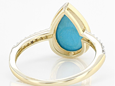 Blue Sleeping Beauty Turquoise 10k Yellow Gold Ring - CLG141 | JTV