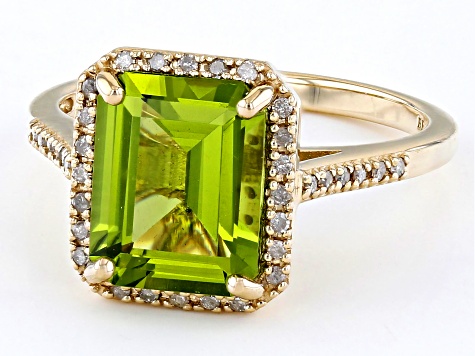 Peridot With White Diamond 10k Yellow Gold Ring 2.13ctw - CLG393 | JTV