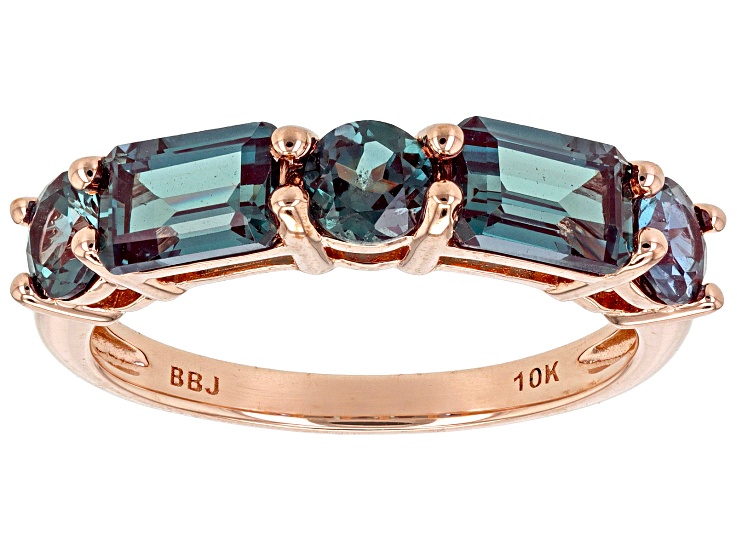 Blue Lab Created Alexandrite 10k Rose Gold Ring 2.03ctw - CLG411 | JTV