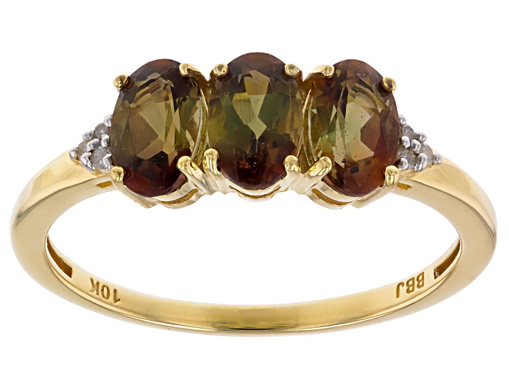 Andalusite With White Diamond 10K Yellow Gold Ring 1.12ctw - CLG425 | JTV