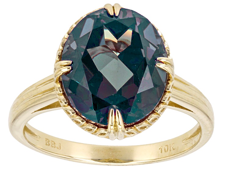 Blue Lab Created Alexandrite 10k Yellow Gold Ring 5.00ct - CLG434 | JTV
