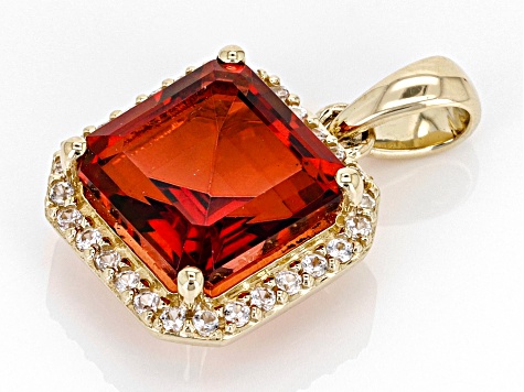 Red Labradorite With White Zircon 10k Yellow Gold Pendant 2.31ctw ...