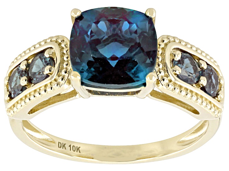 Blue Lab Created Alexandrite 10k Yellow Gold Ring 2.79ctw - CLG508 | JTV