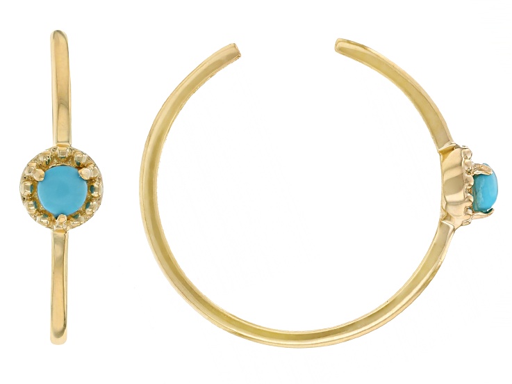 Blue Sleeping Beauty Turquoise With Illusion Beads 10k Yellow Gold ...