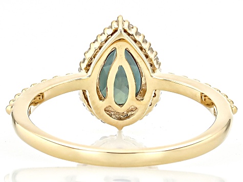 Blue Lab Created Alexandrite With White Diamond 10k Yellow Gold Ring 1 ...