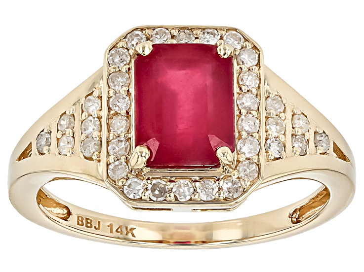 Red Mahaleo® Ruby With White Diamond 14k Yellow Gold Ring 2.17ctw ...