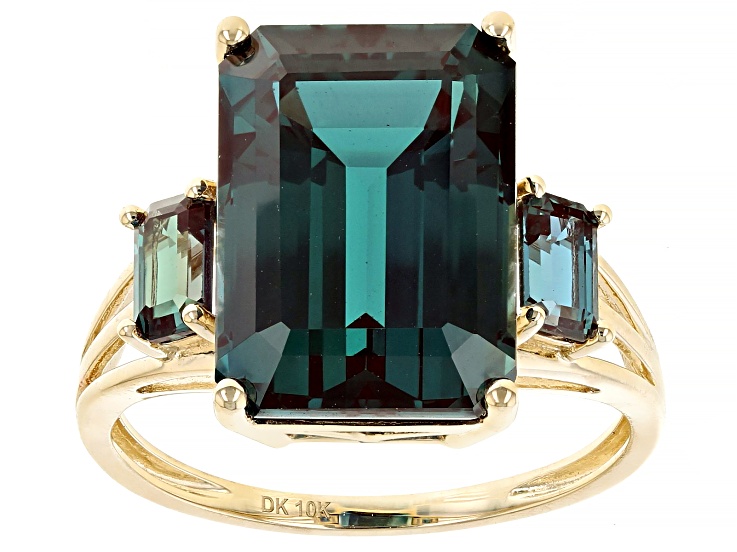 Blue Lab Created Alexandrite 10k Yellow Gold Ring 8.56ctw - CLG636 | JTV