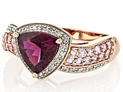 Grape Color Garnet With Pink Sapphire With White Diamond 10k Rose Gold ...