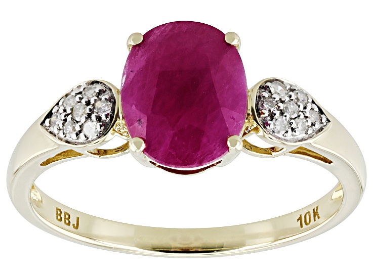 John Saul Ruby With White Diamond 10k Yellow Gold Ring 1.93ctw - CLG779 ...