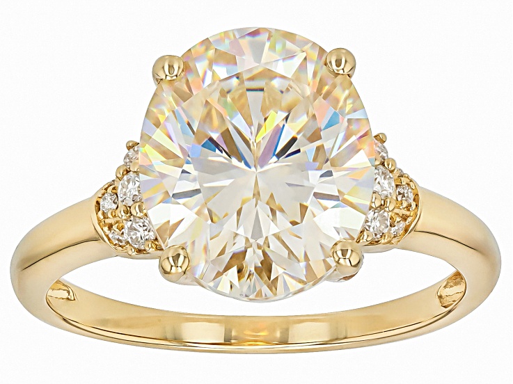 Strontium Titanate With Moissanite 10k Yellow Ring 6.23ctw - CLG856 | JTV