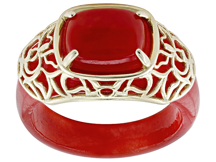 Red Jadeite 10k Yellow Gold Ring - CLG882 | JTV