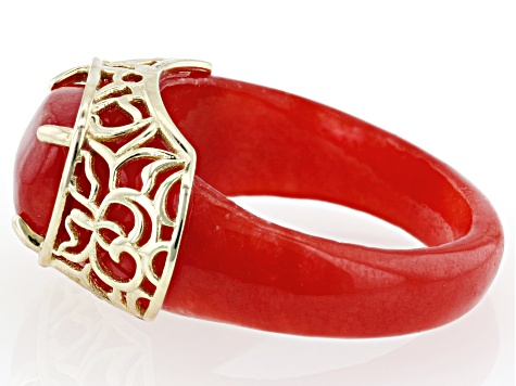 Red Jadeite 10k Yellow Gold Ring - CLG882 | JTV